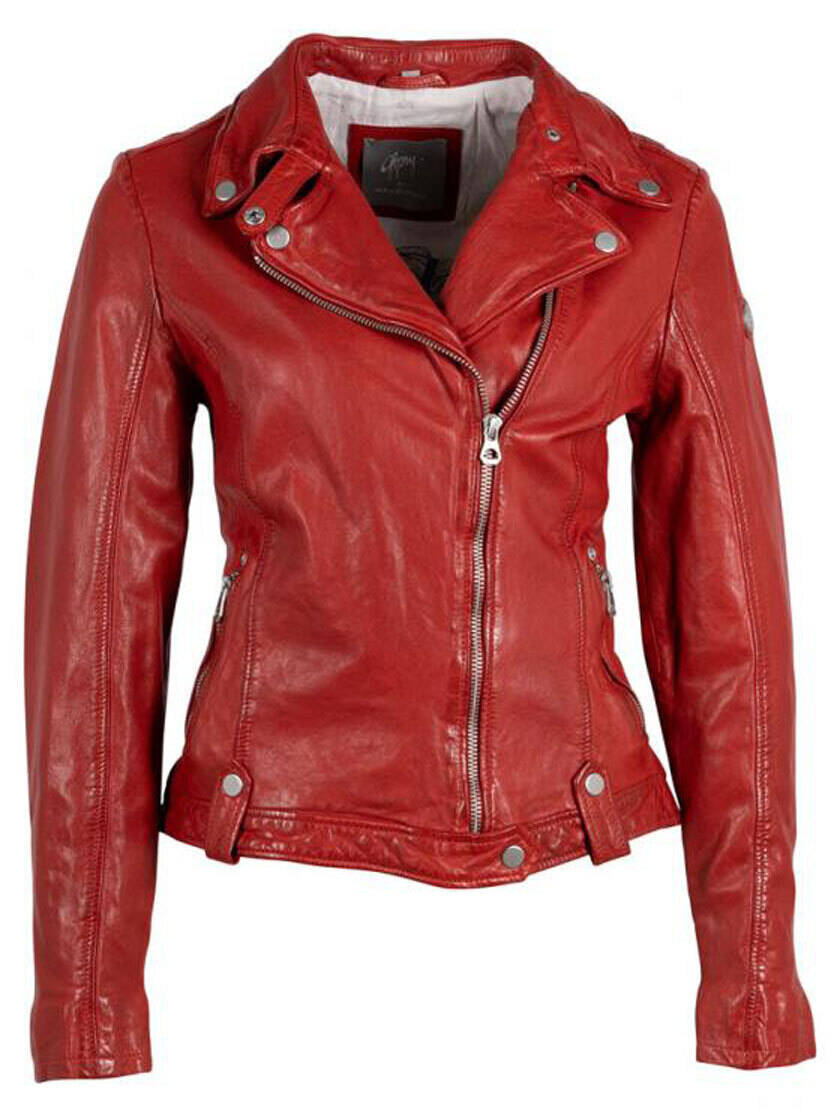 Blousons cuir en cuir agneau-FAIBLE 1101-0537 rouge-rouge