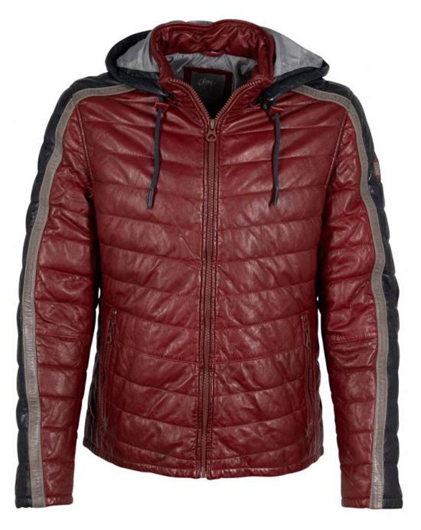 Blousons cuir en cuir agneau-Triest 1201-0621 rouge-rouge